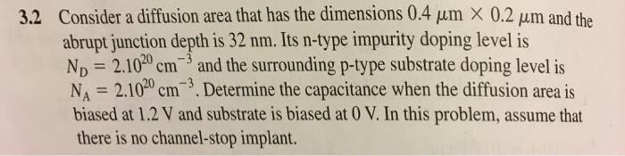 Solved 3.2 Consider a diffusion area that has the dimensions | Chegg.com