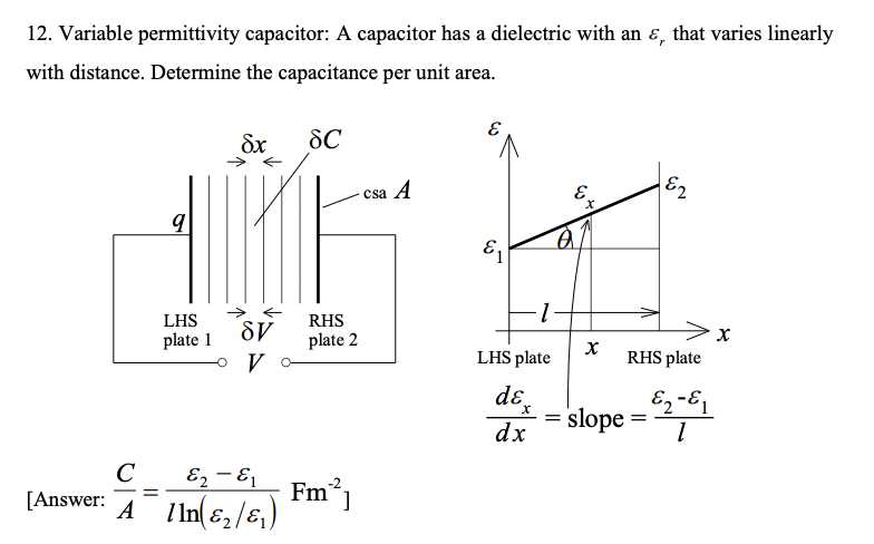 Solved 12. Variable permittivity capacitor: A capacitor has | Chegg.com