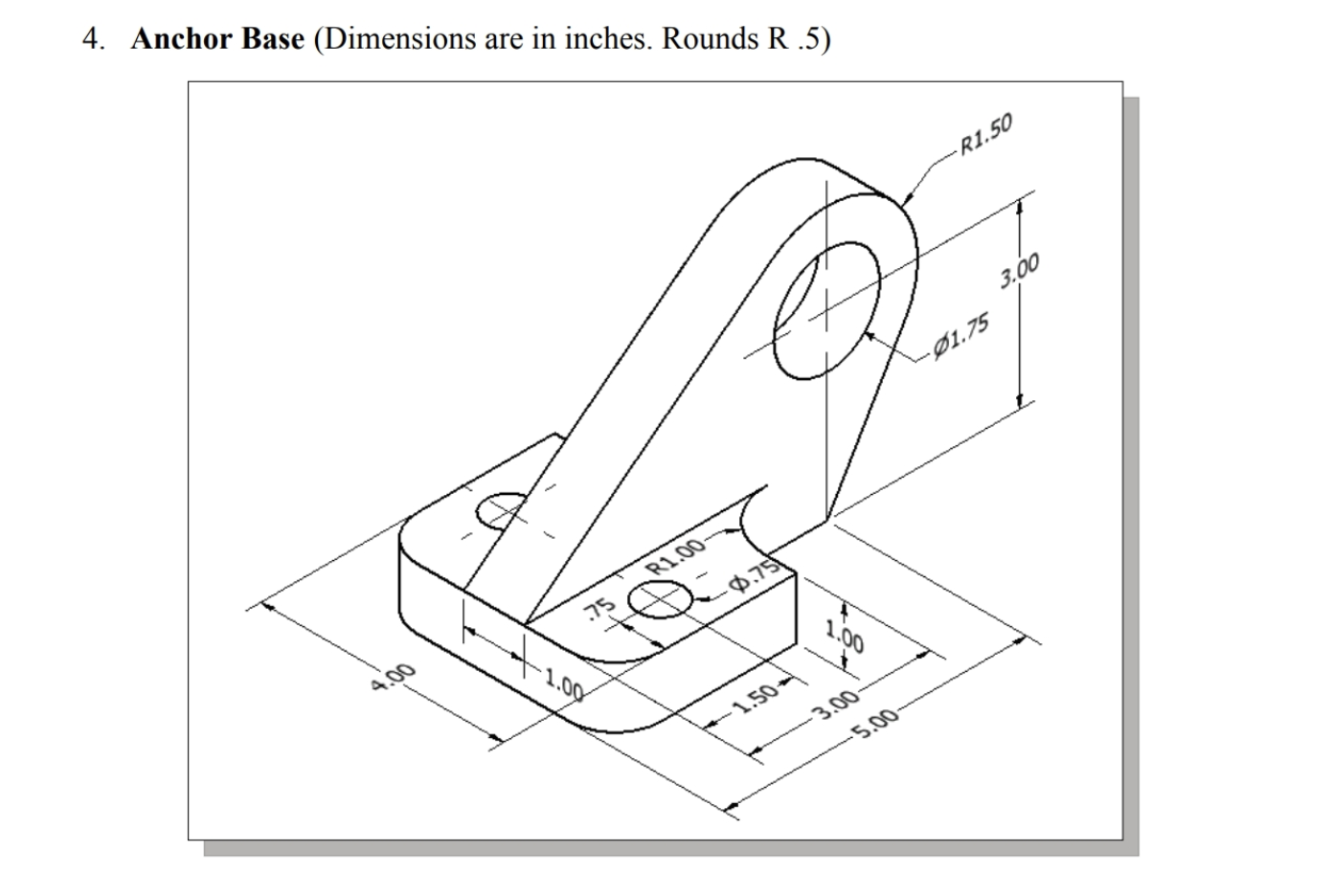 Solved Complete a multi view drawing of the part using grid | Chegg.com