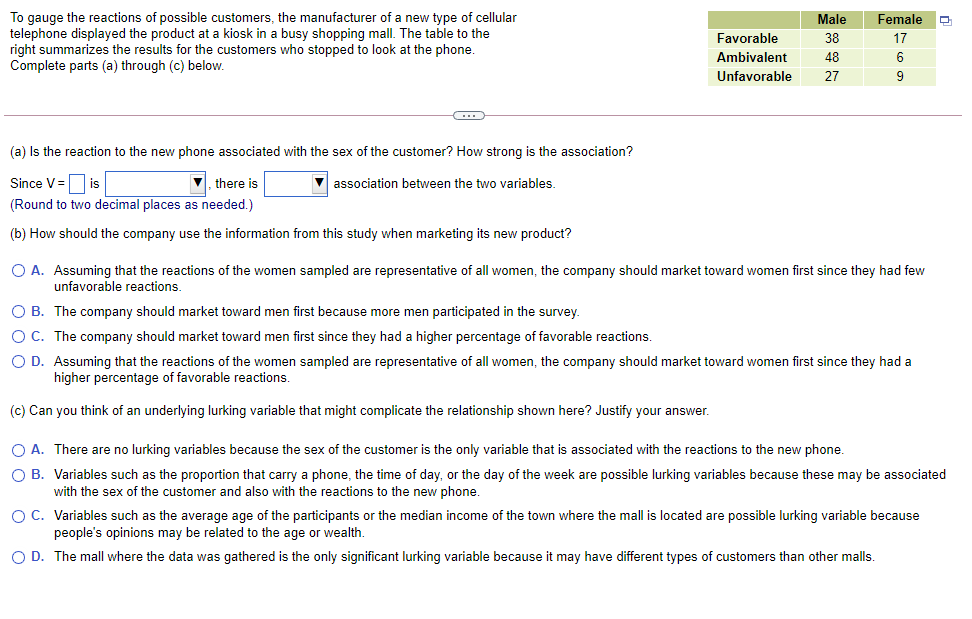 Solved To gauge the reactions of possible customers, the | Chegg.com