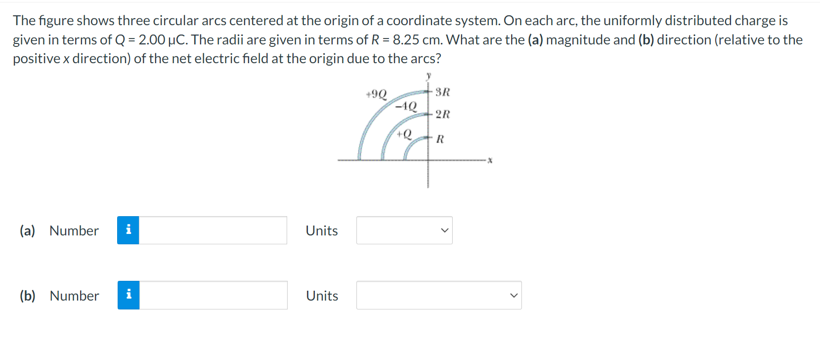 Solved The figure shows three circular arcs centered at the | Chegg.com