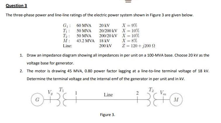 Solved he three-phase power and line-line ratings of the | Chegg.com