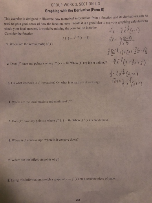 Solved GROUP WORK 3, SECTION 4.3 Graphing with the | Chegg.com