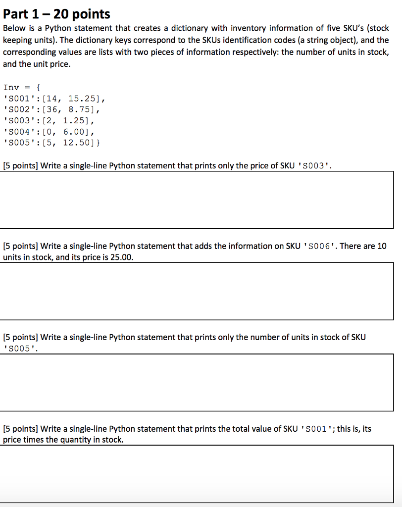Solved Part 1 20 Points Below Is A Python Statement That