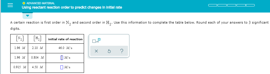 Solved OADVANCED MATERIAL Using reactant reaction order to | Chegg.com