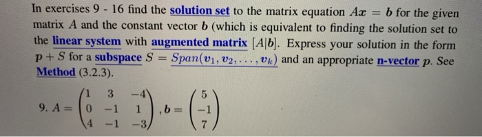 Solved In exercises 9 16 find the solution set to the matrix | Chegg.com