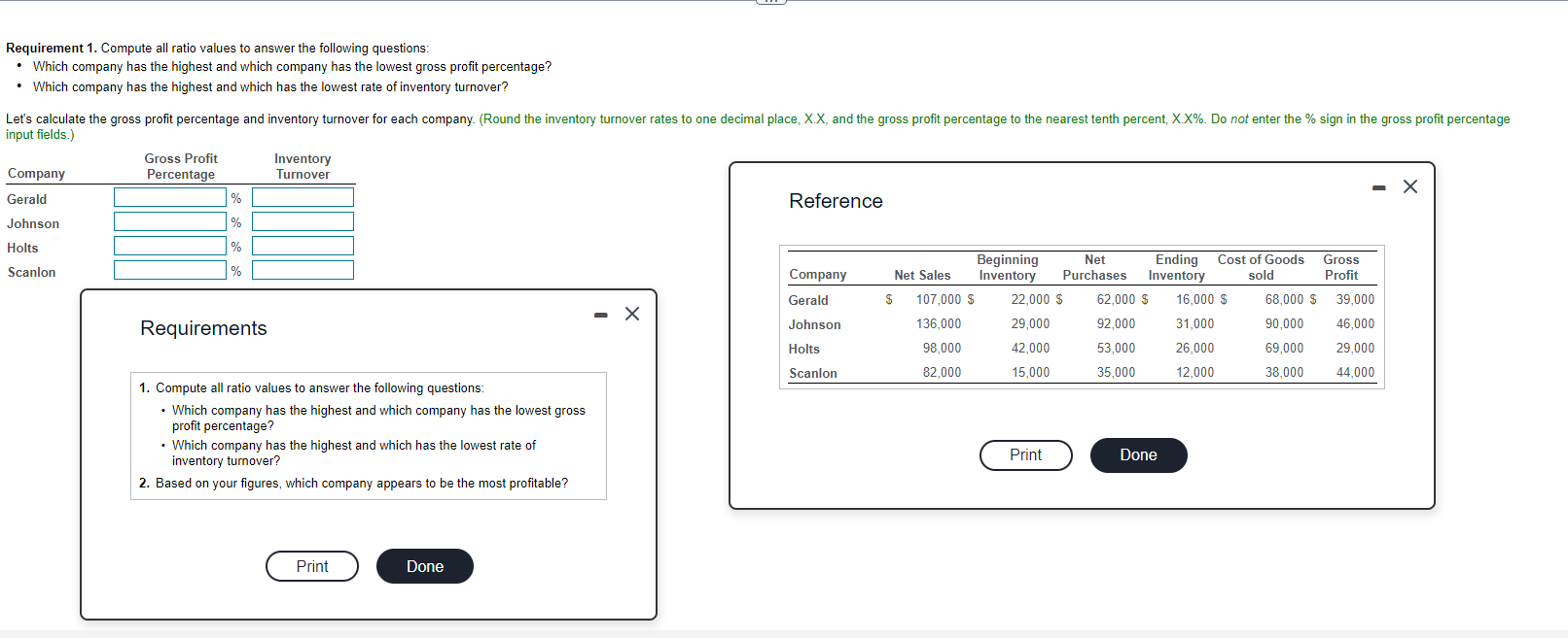 Solved equirement 1. Compute all ratio values to answer the | Chegg.com