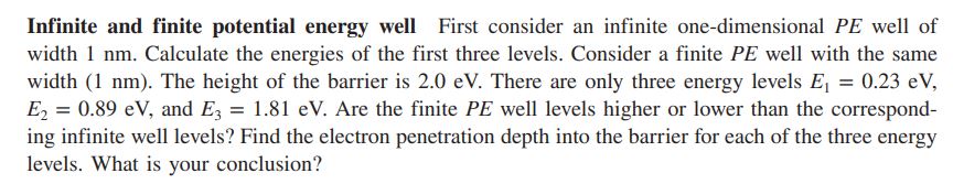 Solved Infinite and finite potential energy well First | Chegg.com