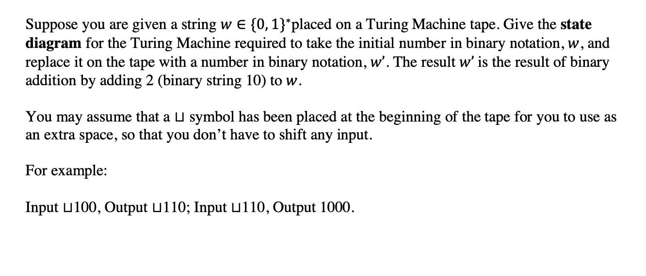 Solved Suppose you are given a string w € {0,1}*placed on a | Chegg.com