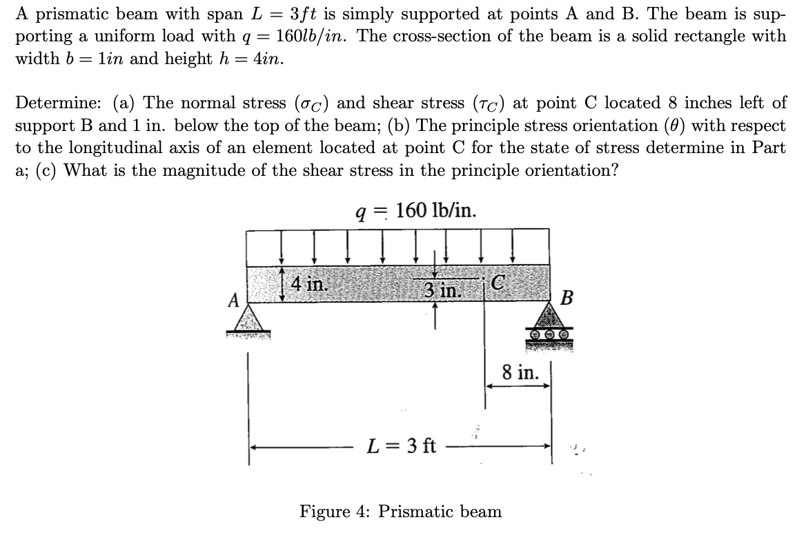 Solved A prismatic beam with span L 3ft is simply supported | Chegg.com