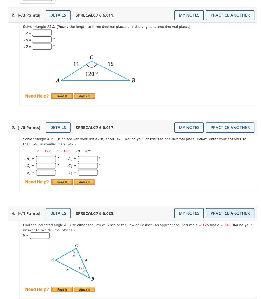 Solved 2. (-/3 Points) DETAILS SPRECALC7 6.6.011. MY NOTES | Chegg.com