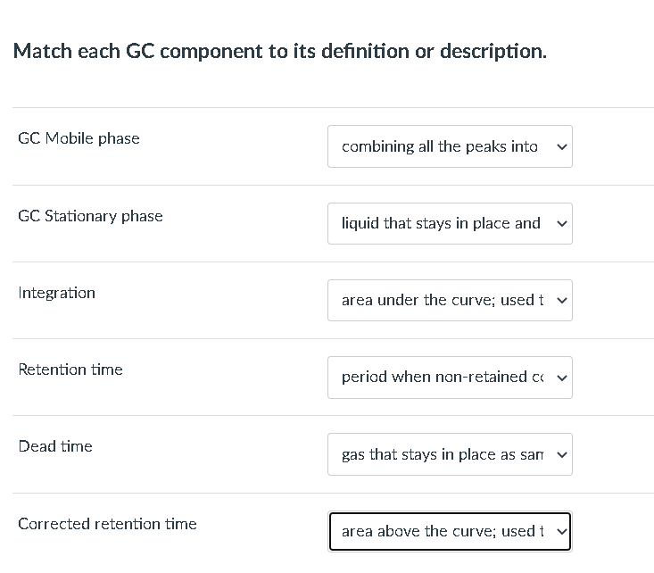 Match each GC component to its definition or | Chegg.com
