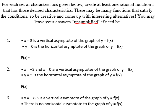 Solved For each set of characteristics given below, create | Chegg.com