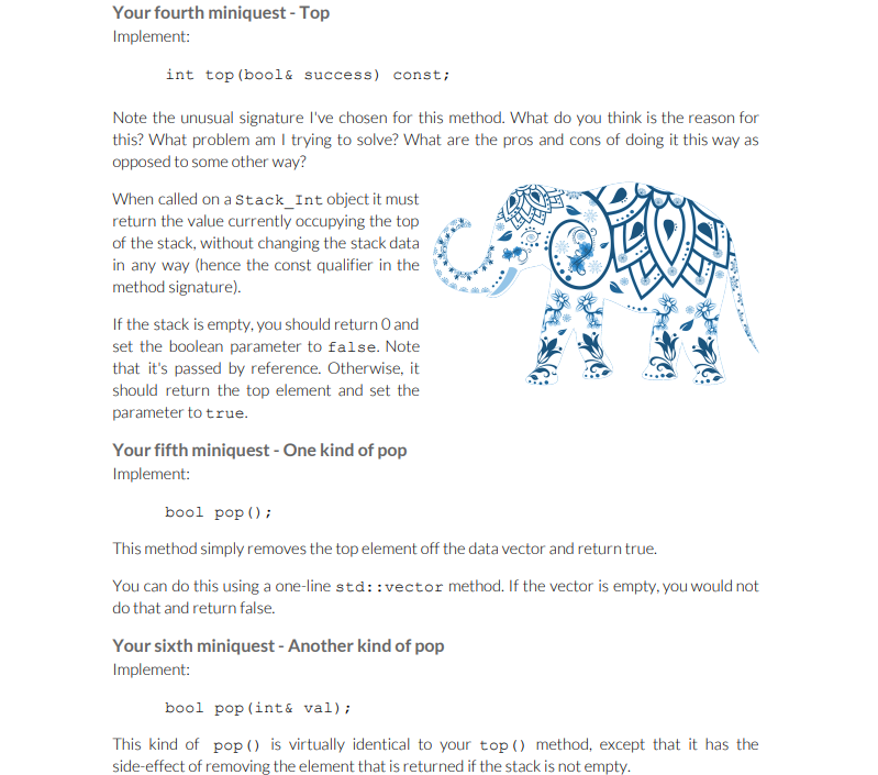 Solved class stack_Int f private: std: tvector_data; public: | Chegg.com