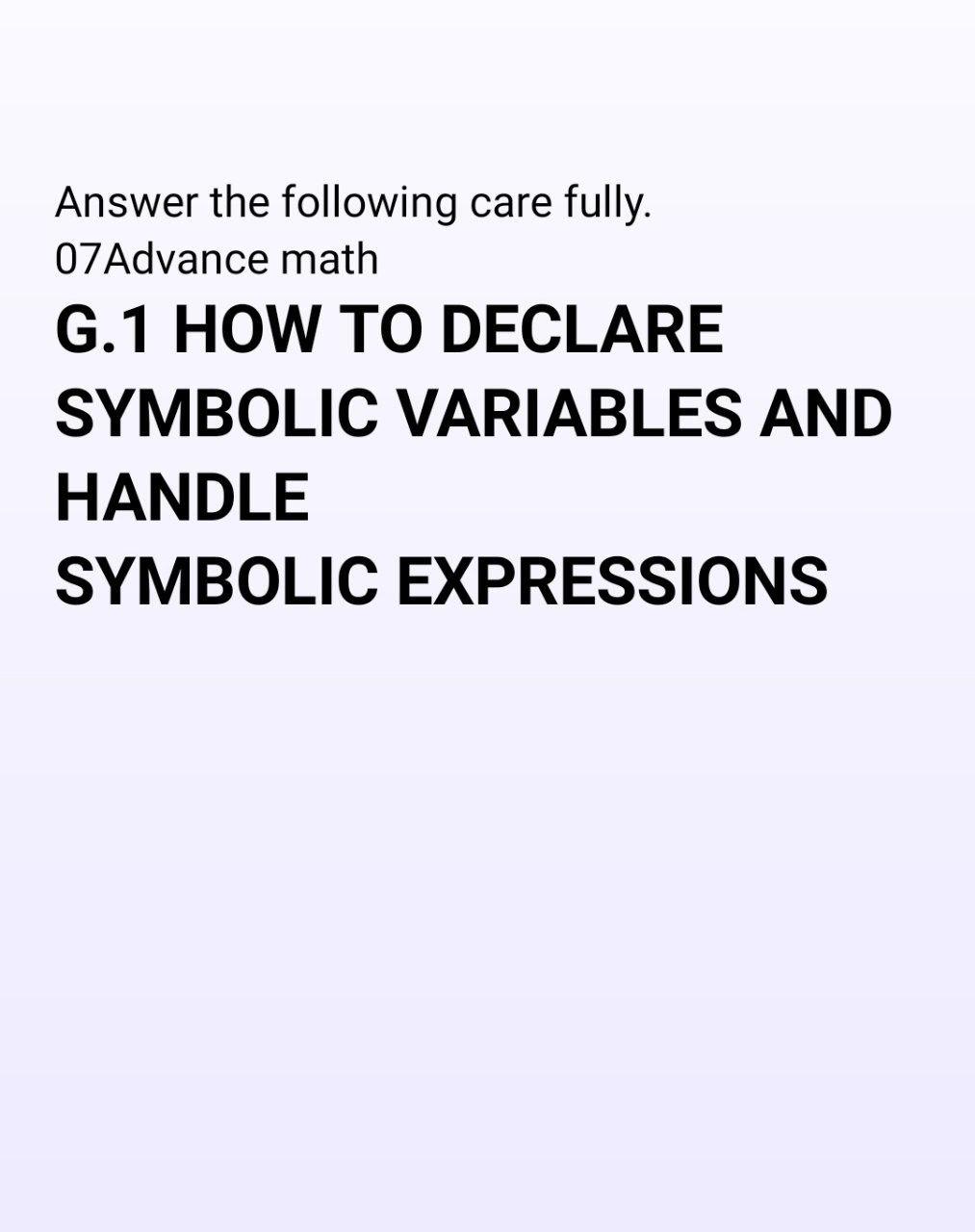 Solved Answer the following care fully. 07Advance math G.1 | Chegg.com