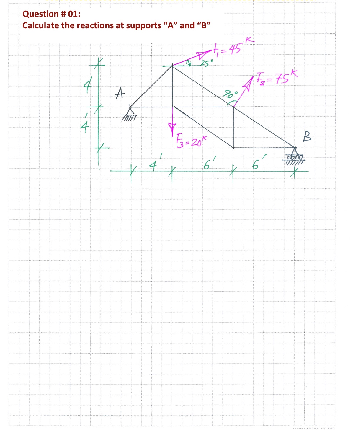 Solved Question \# 01: Calculate the reactions at supports | Chegg.com