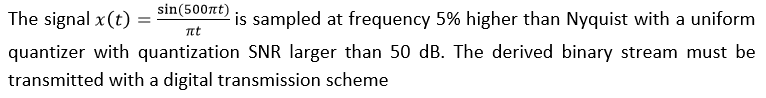 1. Calculate the first zero bandwidth 𝐵0 required | Chegg.com