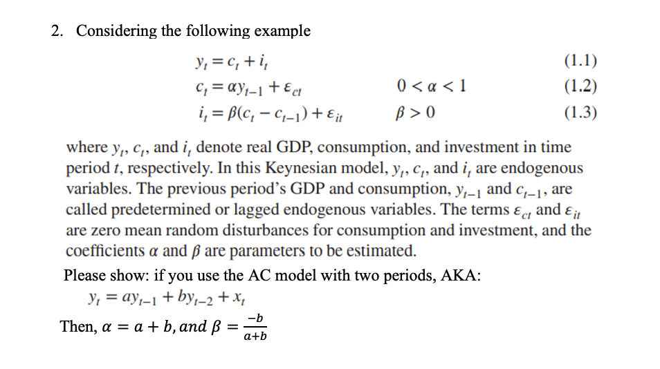 Solved 2. Considering the following example | Chegg.com