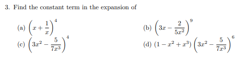 Solved 1. Use binomial theorem to expand the following | Chegg.com