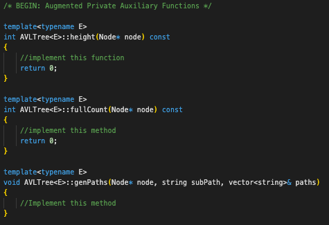 Solved Can you help me implement these functions in C++ for | Chegg.com