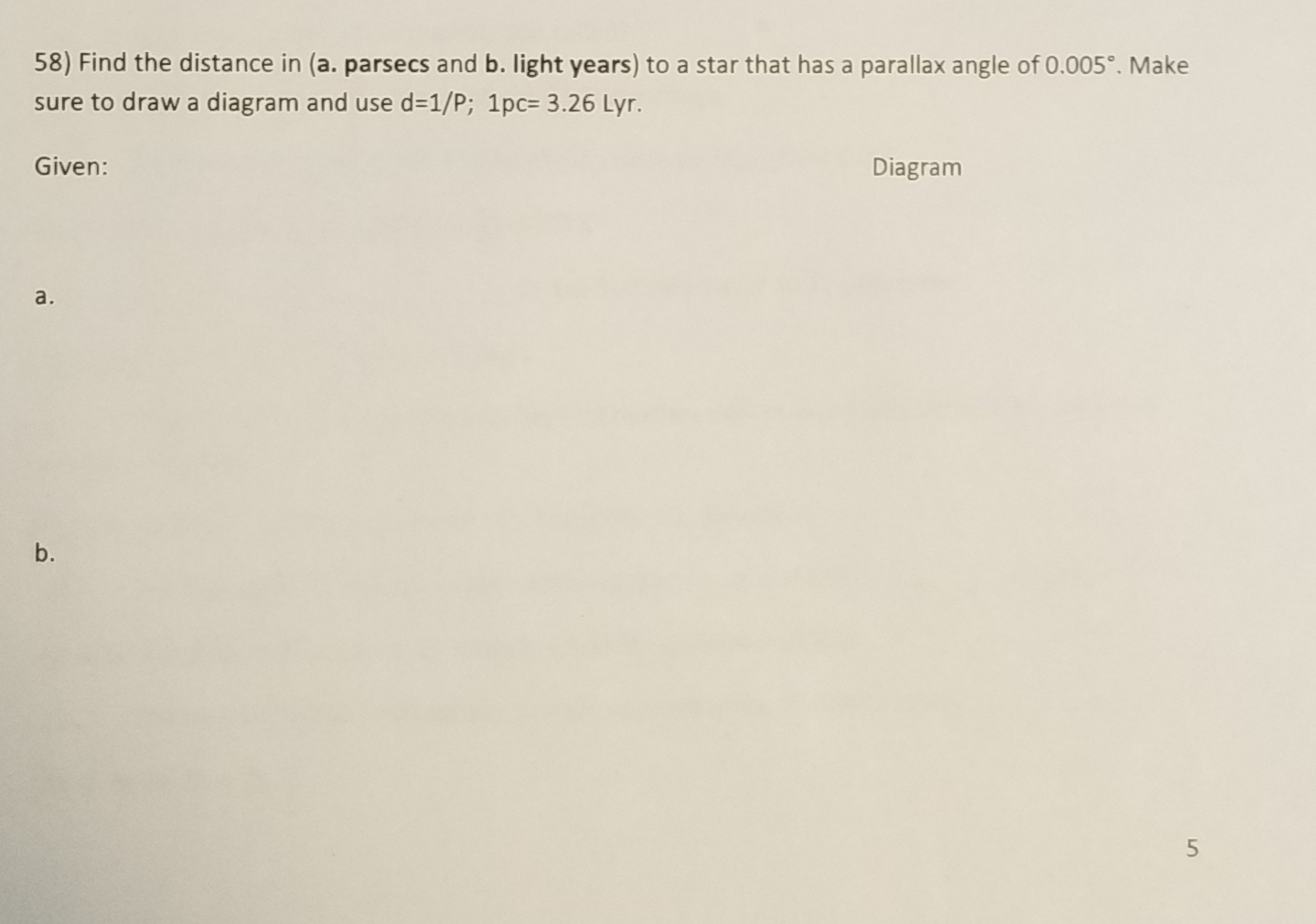 Solved Find the Distance in (a. Parsecs and b. Light Years) | Chegg.com