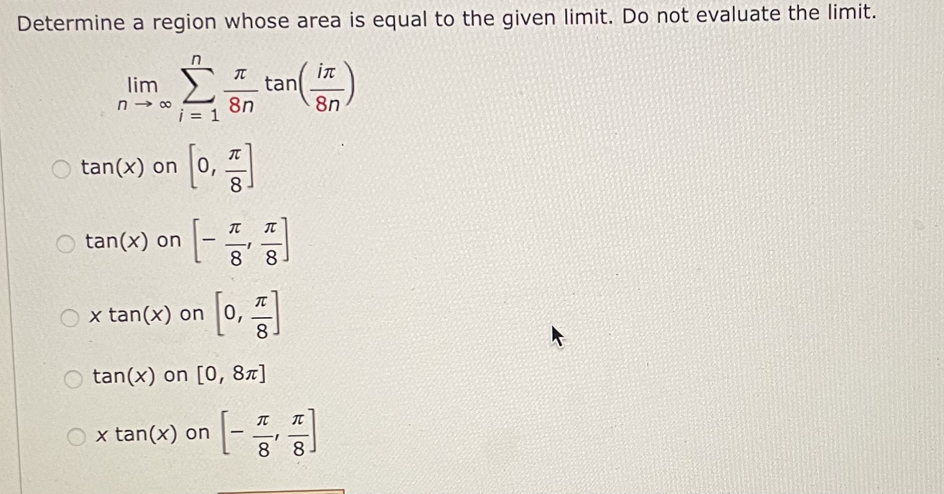 Solved Determine a region whose area is equal to the given | Chegg.com