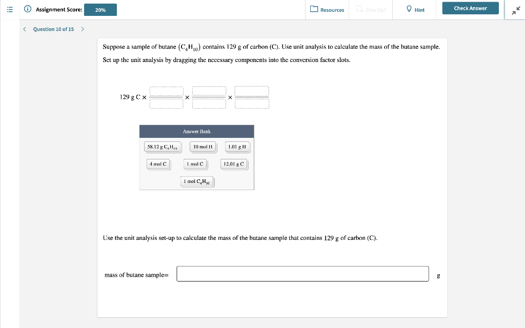 Solved Assignment Score: 20% Resources Give Up Hint Check | Chegg.com