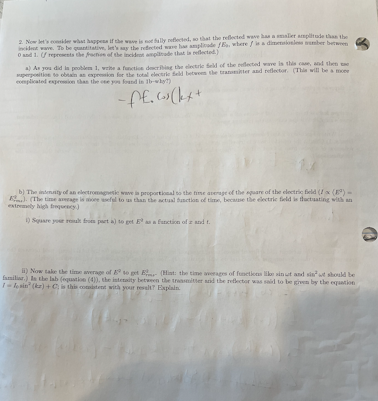 Homework for Microwave Speed of Light Lab 1. Suppose | Chegg.com