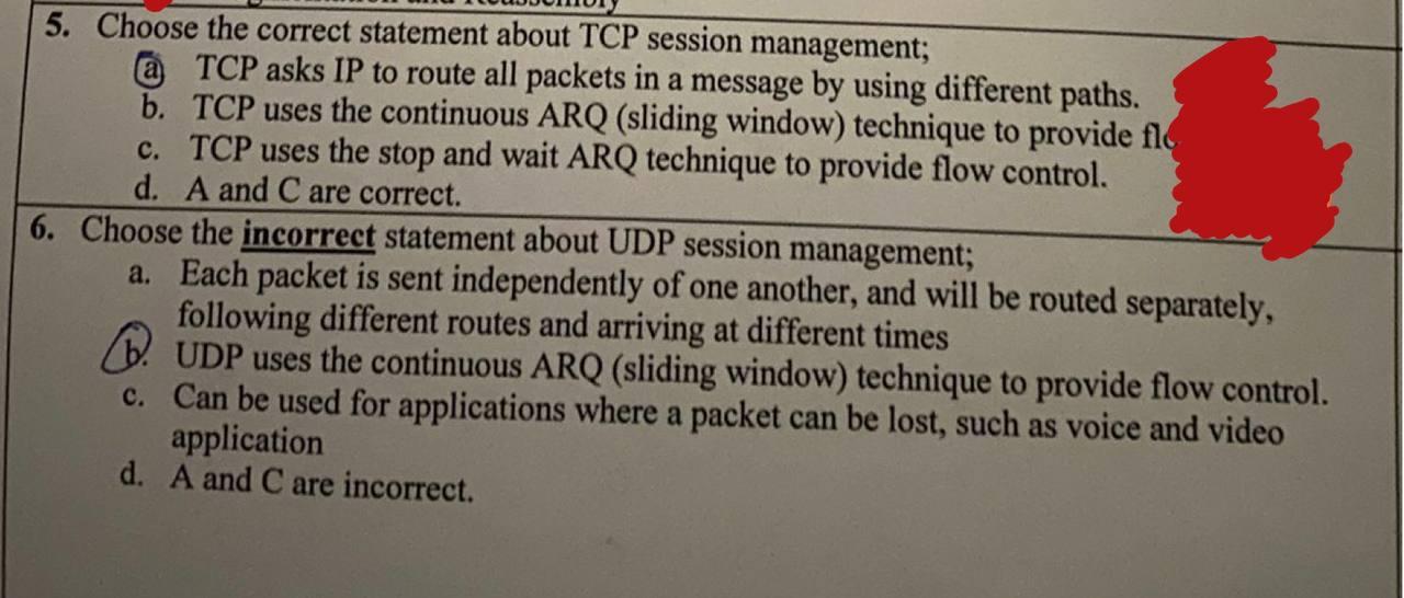 Solved 5. Choose the correct statement about TCP session | Chegg.com