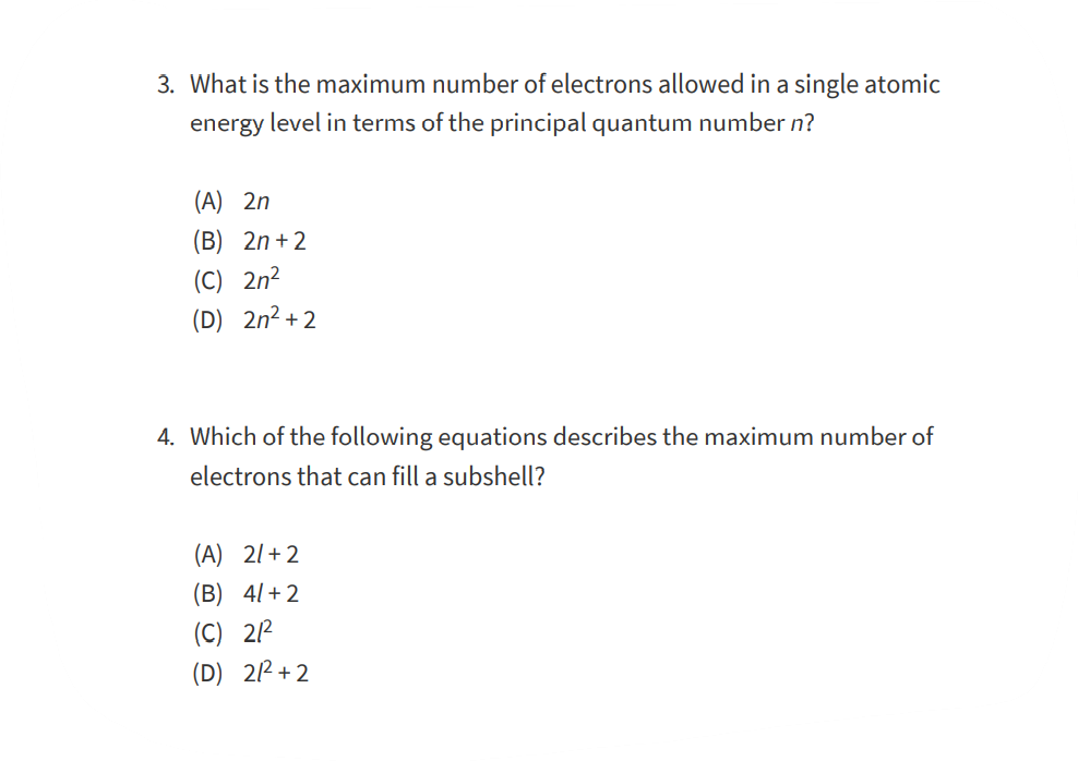 Solved 3. What is the maximum number of electrons allowed in | Chegg.com