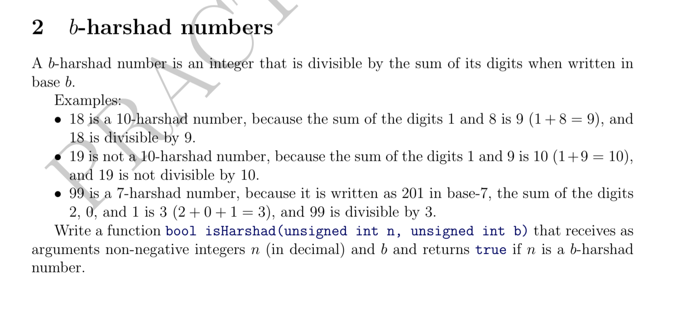 Solved 2 B Harshad Numbers A B Harshad Number Is An Integer