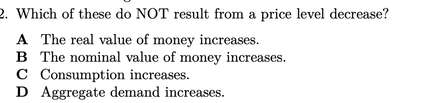 Solved Which of these do NOT result from a price level | Chegg.com