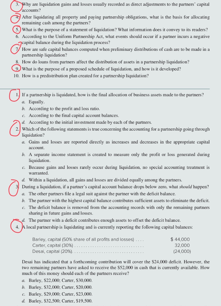 Solved Answer all circled questions. Also Show works | Chegg.com
