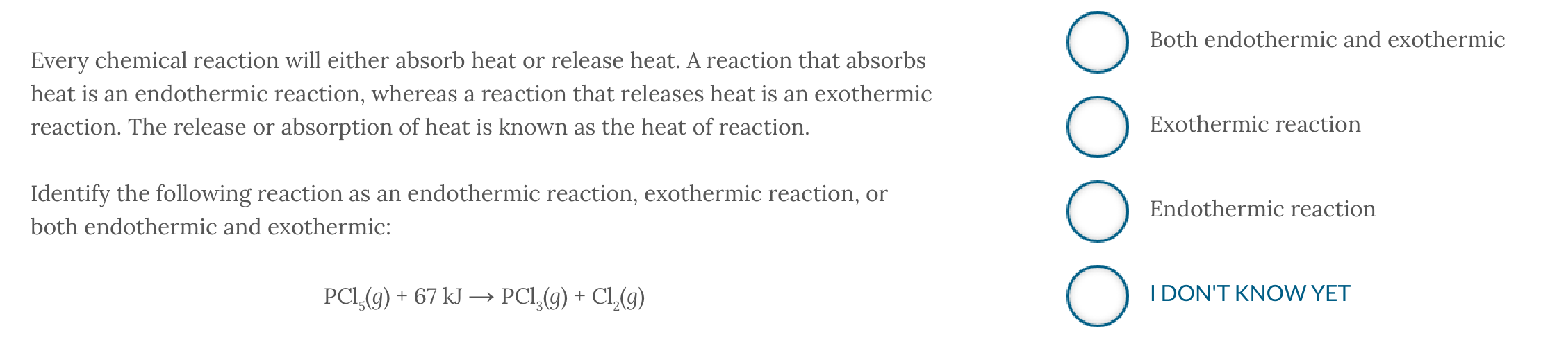 Solved Every chemical reaction will either absorb heat or | Chegg.com