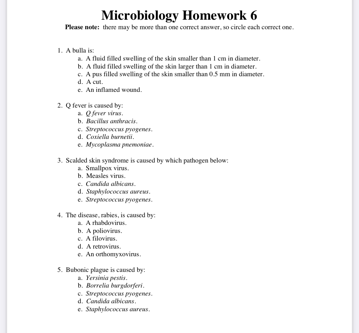 Microbiology Homework 6 Please note: there may be | Chegg.com