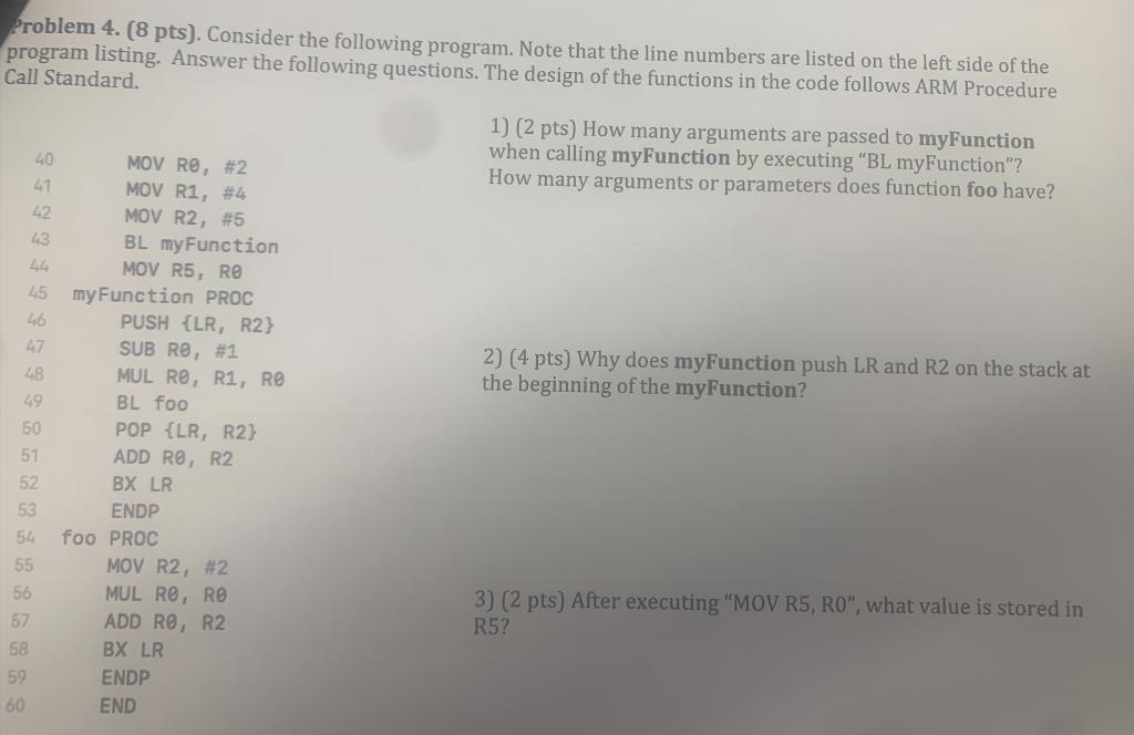 Solved Problem 4. (8 pts). Consider the following program. | Chegg.com