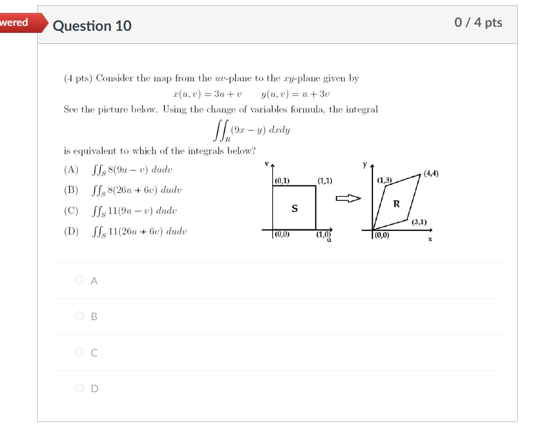 Solved wered Question 10 0/4 pts (4 pts) Consider the map | Chegg.com