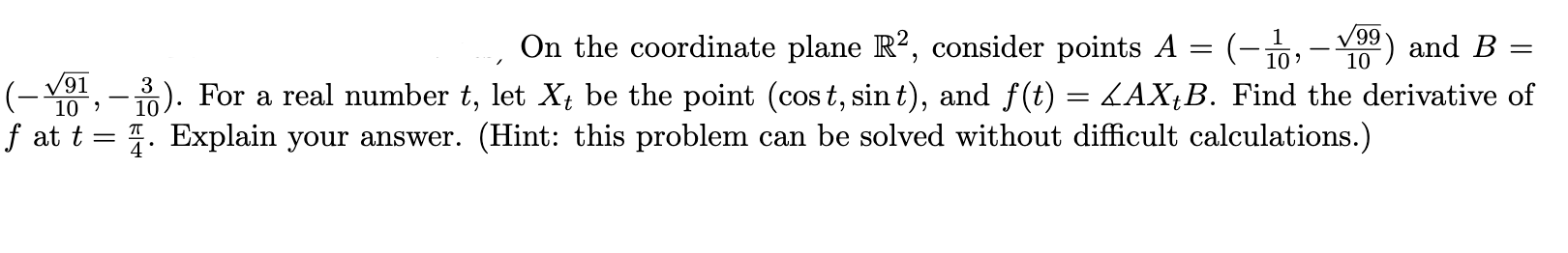Solved On the coordinate plane R2, consider points | Chegg.com