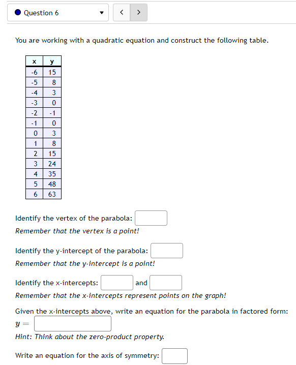 Solved You are working with a quadratic equation and | Chegg.com