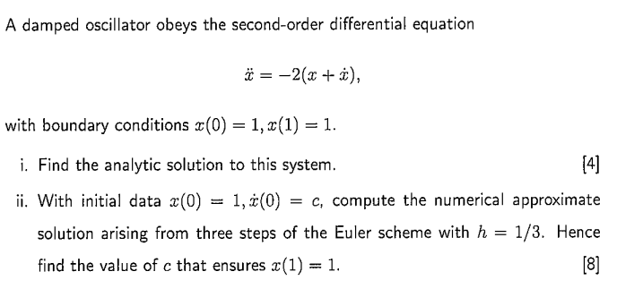 Solved A damped oscillator obeys the second-order | Chegg.com
