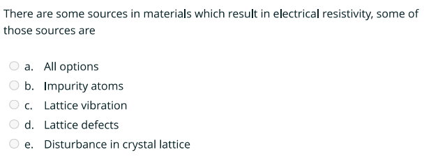 Solved There are some sources in materials which result in | Chegg.com