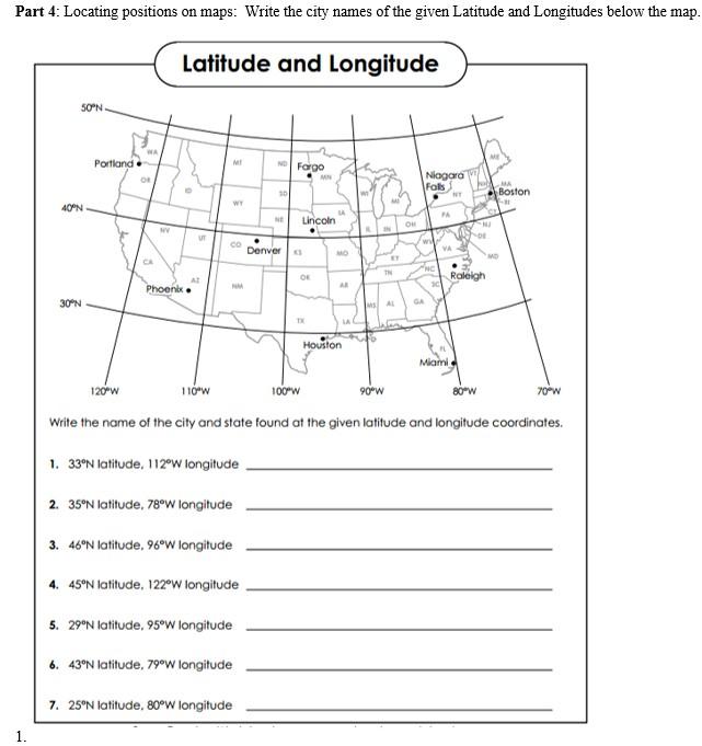 Latitude And Longitude Map With Cities