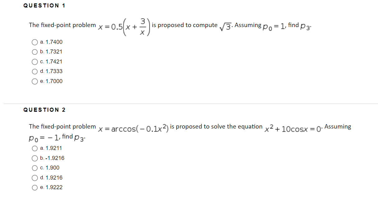Solved The fixed-point problem x=0.5(x+x3) is proposed to | Chegg.com