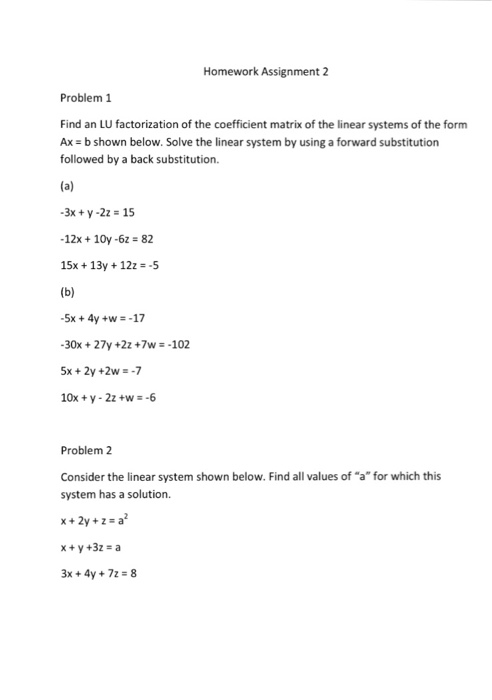Solved Find An Lu Factorization Of The Coefficient Matrix Of
