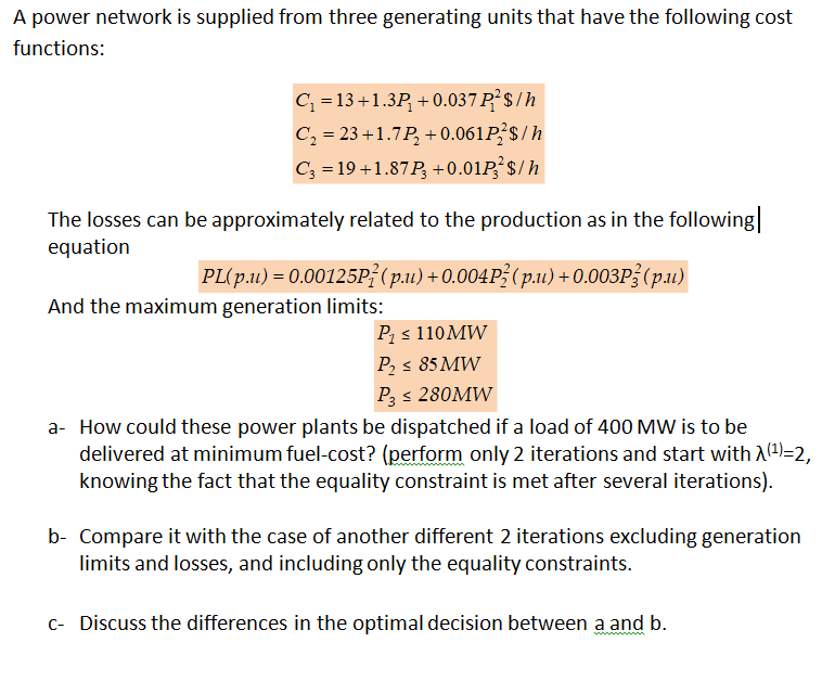 Solved A power network is supplied from three generating | Chegg.com