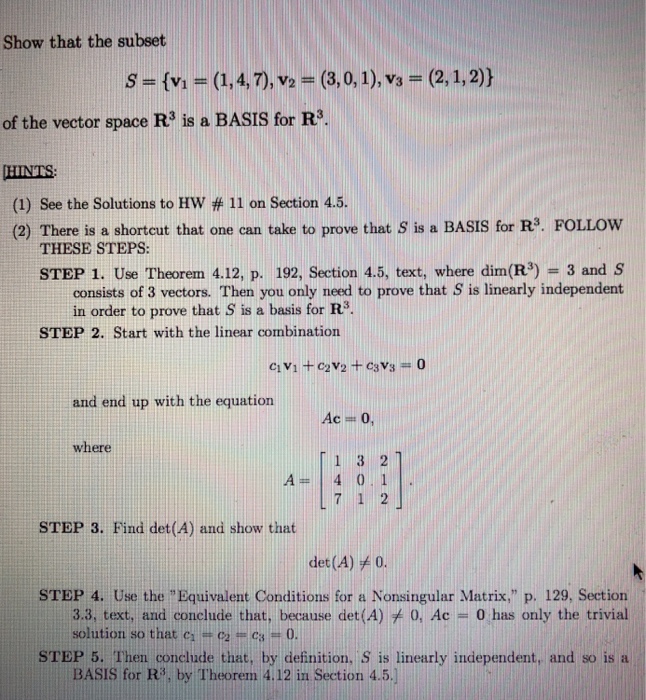 Solved Show that the subset of the vector space R3 is a | Chegg.com