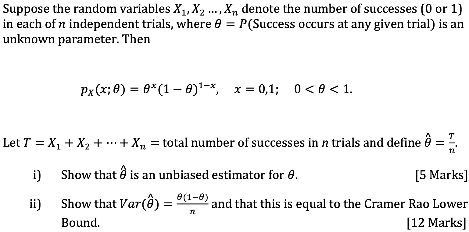 Solved Suppose the random variables X1,X2…,Xn denote the | Chegg.com