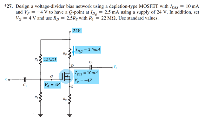 Solved 27. Design a voltage-divider bias network using a | Chegg.com