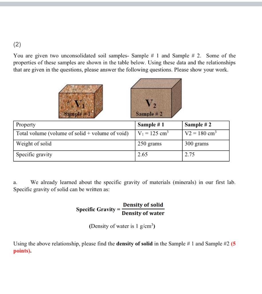 Solved You are given two unconsolidated soil samples- Sample | Chegg.com