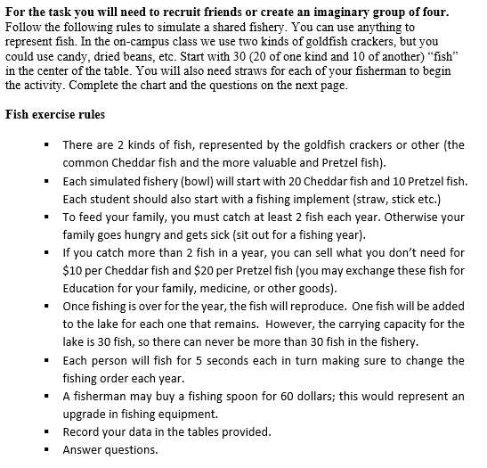 Fishing Worksheet Fishing Season table: You may | Chegg.com